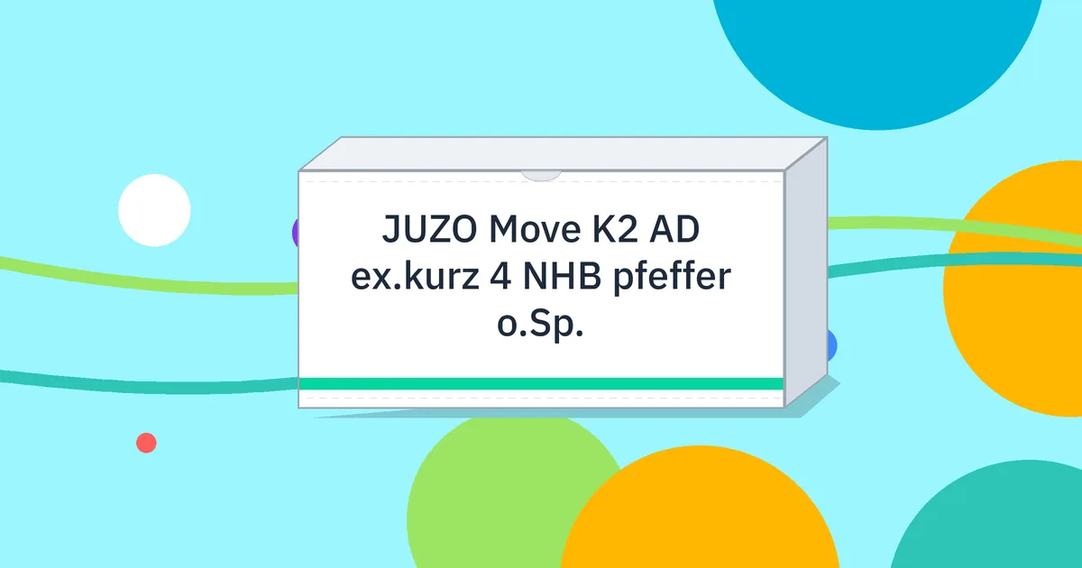 Symbolbild: Packung mit der Aufschrift JUZO Move K2 AD ex.kurz 4 NHB pfeffer o.Sp. (PZN 16341499) – Verfügbarkeit und Bezug in Apotheken in Frankfurt am Main