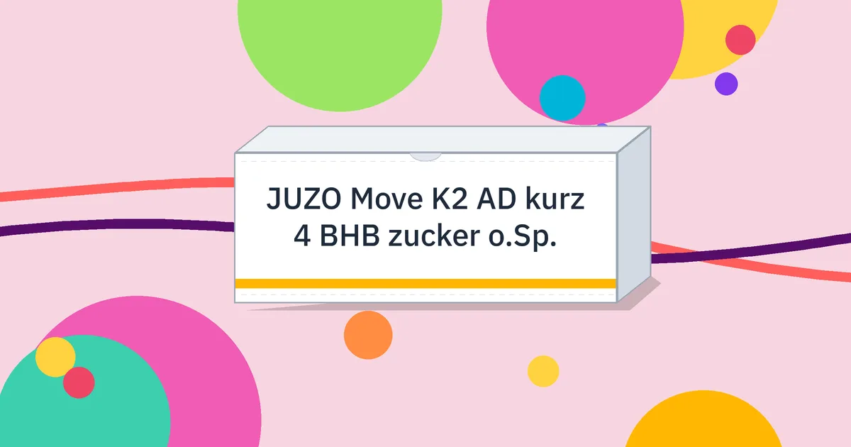 Symbolbild: Packung mit der Aufschrift JUZO Move K2 AD kurz 4 BHB zucker o.Sp. (PZN 18509520) – Verfügbarkeit und Bezug in Apotheken in Frankfurt am Main