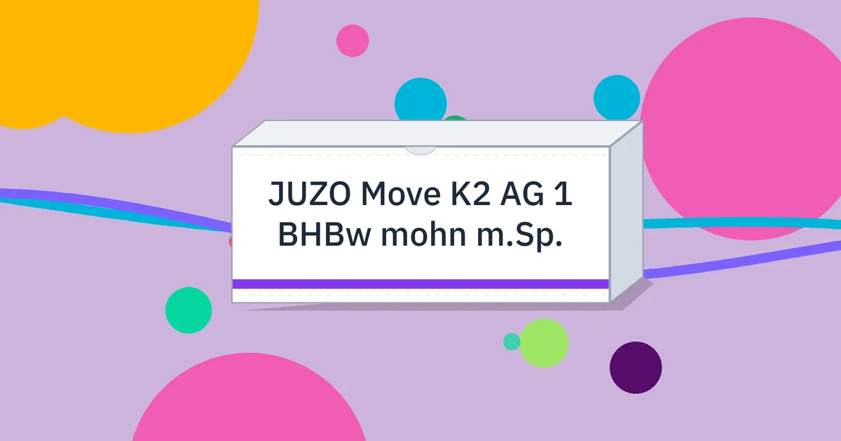 Symbolbild: Packung mit der Aufschrift JUZO Move K2 AG 1 BHBw mohn m.Sp. (PZN 18556034) – Verfügbarkeit und Bezug in Apotheken in Frankfurt am Main