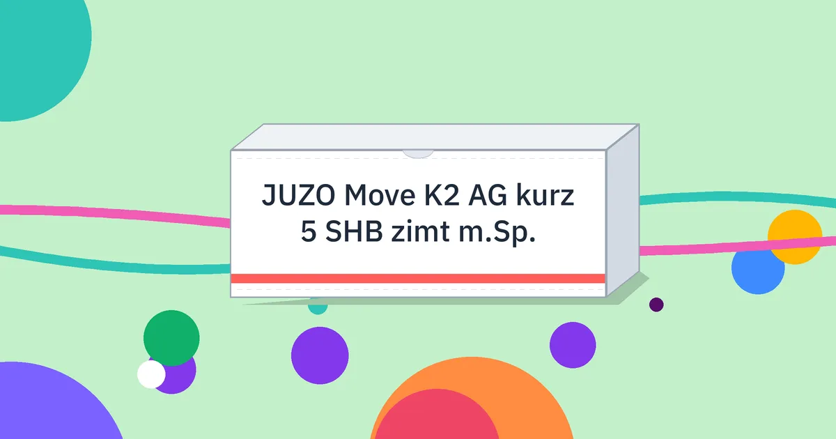 Symbolbild: Packung mit der Aufschrift JUZO Move K2 AG kurz 5 SHB zimt m.Sp. (PZN 18527937) – Verfügbarkeit und Bezug in Apotheken in Frankfurt am Main