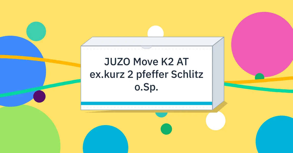 Symbolbild: Packung mit der Aufschrift JUZO Move K2 AT ex.kurz 2 pfeffer Schlitz o.Sp. (PZN 20673132) – Verfügbarkeit und Bezug in Apotheken in Frankfurt am Main