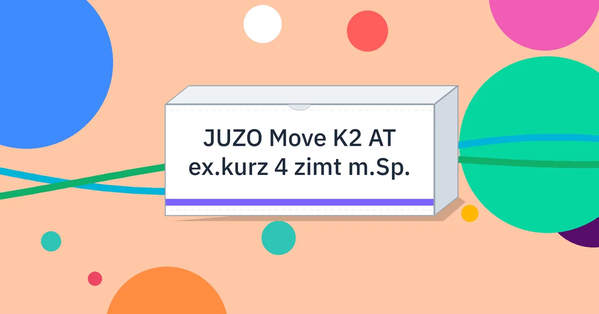 Symbolbild: Packung mit der Aufschrift JUZO Move K2 AT ex.kurz 4 zimt m.Sp. (PZN 20670688) – Verfügbarkeit und Bezug in Apotheken in Frankfurt am Main
