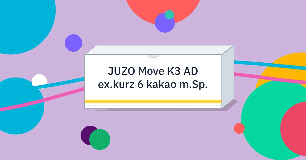 Symbolbild: Packung mit der Aufschrift JUZO Move K3 AD ex.kurz 6 kakao m.Sp. (PZN 18573334) – Verfügbarkeit und Bezug in Apotheken in Frankfurt am Main