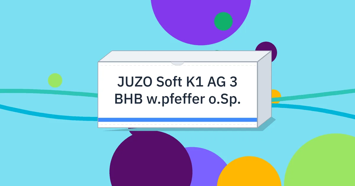 Symbolbild: Packung mit der Aufschrift JUZO Soft K1 AG 3 BHB w.pfeffer o.Sp. (PZN 14837279) – Verfügbarkeit und Bezug in Apotheken in Frankfurt am Main