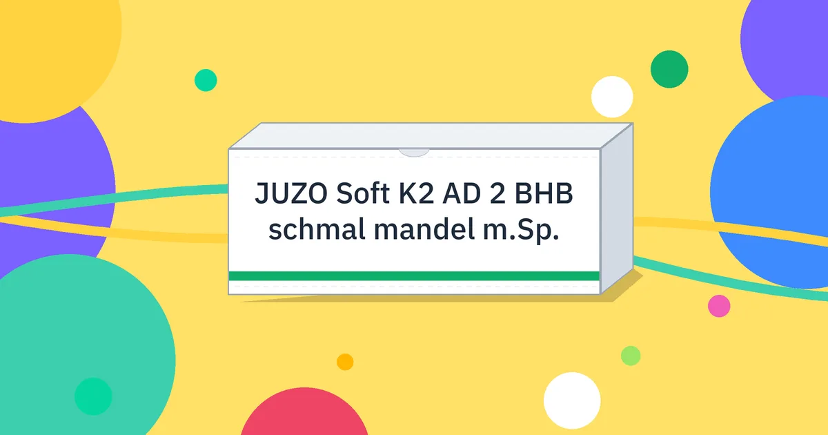 Symbolbild: Packung mit der Aufschrift JUZO Soft K2 AD 2 BHB schmal mandel m.Sp. (PZN 15465265) – Verfügbarkeit und Bezug in Apotheken in Frankfurt am Main