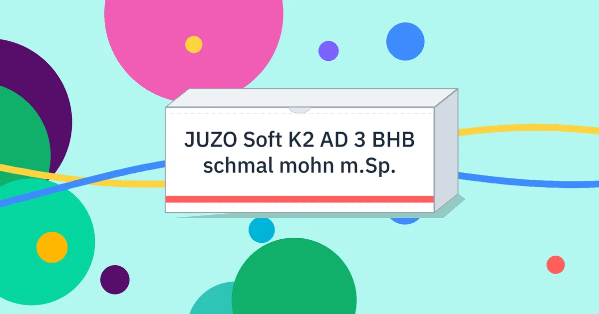 Symbolbild: Packung mit der Aufschrift JUZO Soft K2 AD 3 BHB schmal mohn m.Sp. (PZN 15465331) – Verfügbarkeit und Bezug in Apotheken in Frankfurt am Main