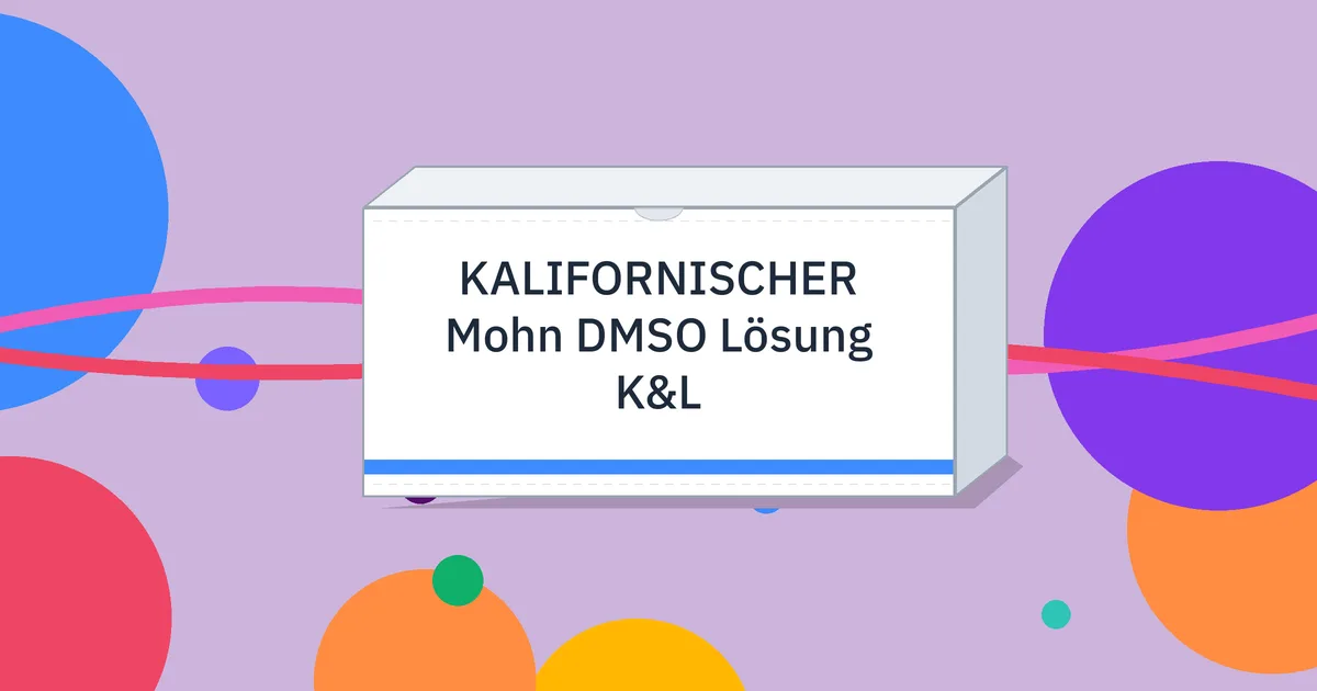 Symbolbild: Packung mit der Aufschrift KALIFORNISCHER Mohn DMSO Lösung K&L (PZN 17962393) – Verfügbarkeit und Bezug in Apotheken in Frankfurt am Main