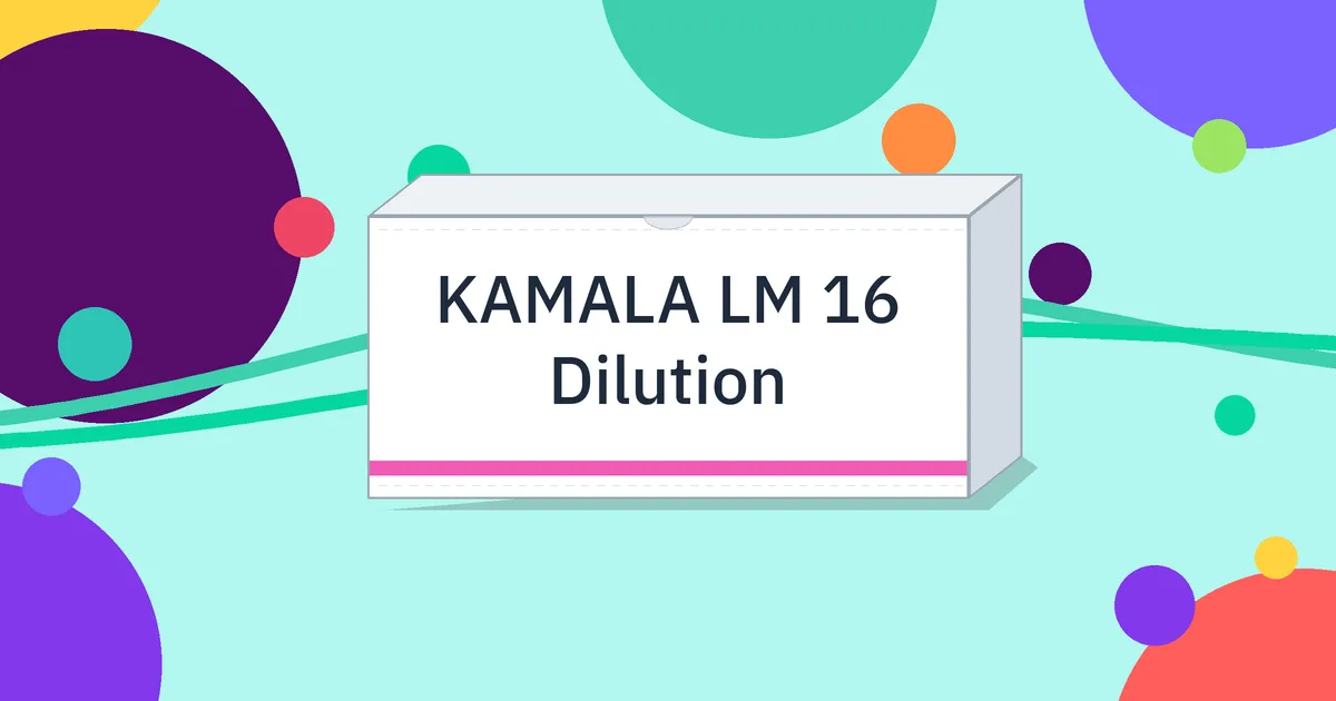 Symbolbild: Packung mit der Aufschrift KAMALA LM 16 Dilution (PZN 13518081) – Verfügbarkeit und Bezug in Apotheken in Frankfurt am Main