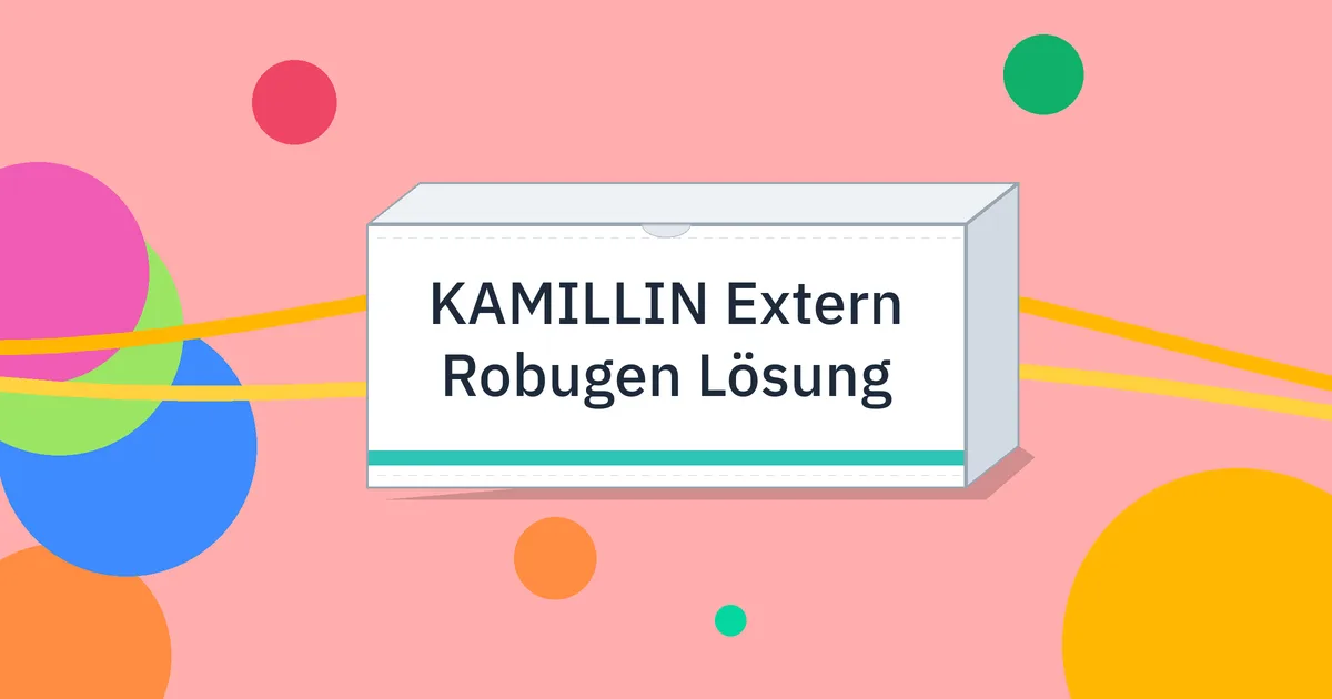 Symbolbild: Packung mit der Aufschrift KAMILLIN Extern Robugen Lösung (PZN 00329272) – Verfügbarkeit und Bezug in Apotheken in Frankfurt am Main