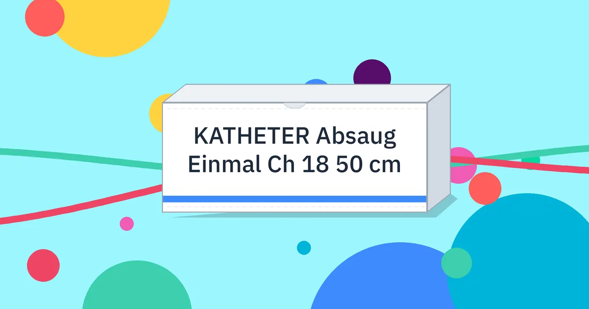 Symbolbild: Packung mit der Aufschrift KATHETER Absaug Einmal Ch 18 50 cm (PZN 02441501) – Verfügbarkeit und Bezug in Apotheken in Frankfurt am Main