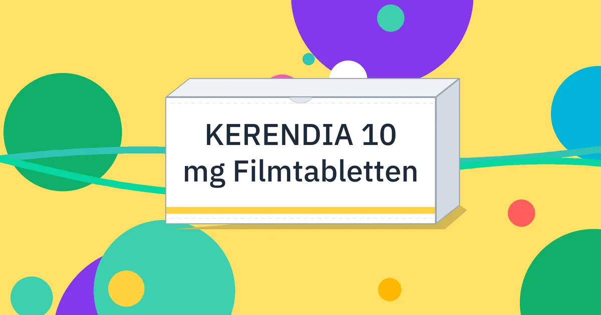 Symbolbild: Packung mit der Aufschrift KERENDIA 10 mg Filmtabletten (PZN 18684105) – Verfügbarkeit und Bezug in Apotheken in Frankfurt am Main
