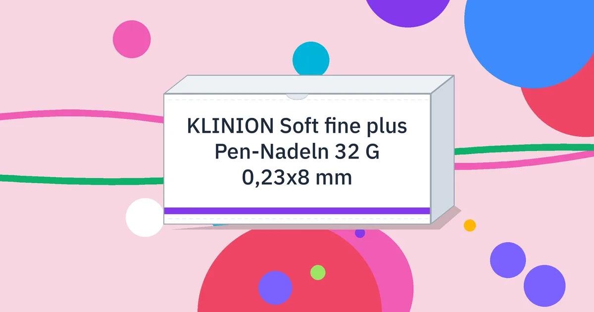 Symbolbild: Packung mit der Aufschrift KLINION Soft fine plus Pen-Nadeln 32 G 0,23x8 mm (PZN 20130905) – Verfügbarkeit und Bezug in Apotheken in Frankfurt am Main