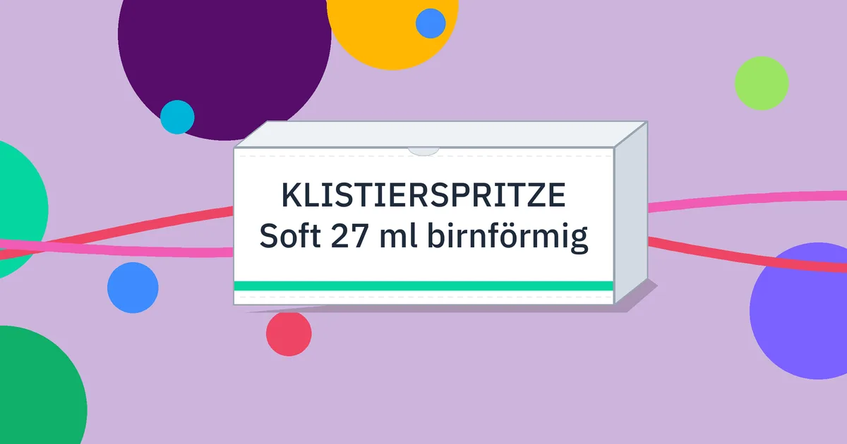 Symbolbild: Packung mit der Aufschrift KLISTIERSPRITZE Soft 27 ml birnförmig (PZN 19101821) – Verfügbarkeit und Bezug in Apotheken in Frankfurt am Main