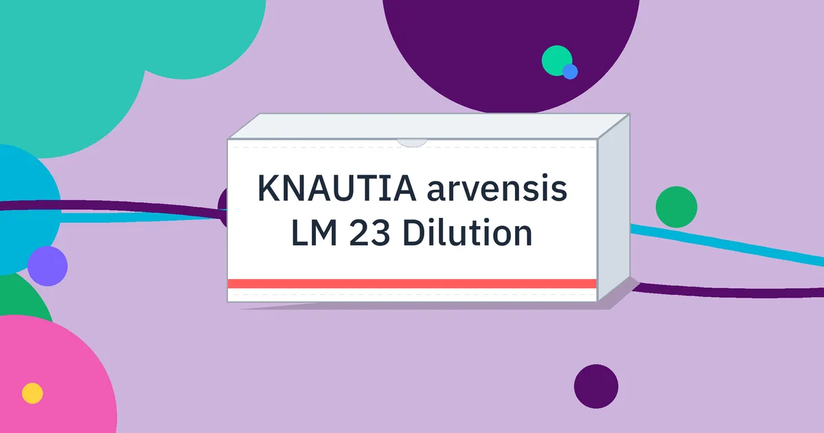 Symbolbild: Packung mit der Aufschrift KNAUTIA arvensis LM 23 Dilution (PZN 13519123) – Verfügbarkeit und Bezug in Apotheken in Frankfurt am Main