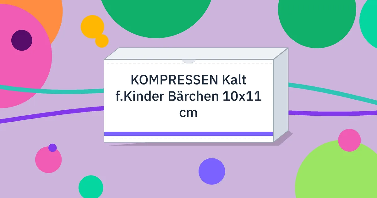 Symbolbild: Packung mit der Aufschrift KOMPRESSEN Kalt f.Kinder Bärchen 10x11 cm (PZN 03848104) – Verfügbarkeit und Bezug in Apotheken in Frankfurt am Main