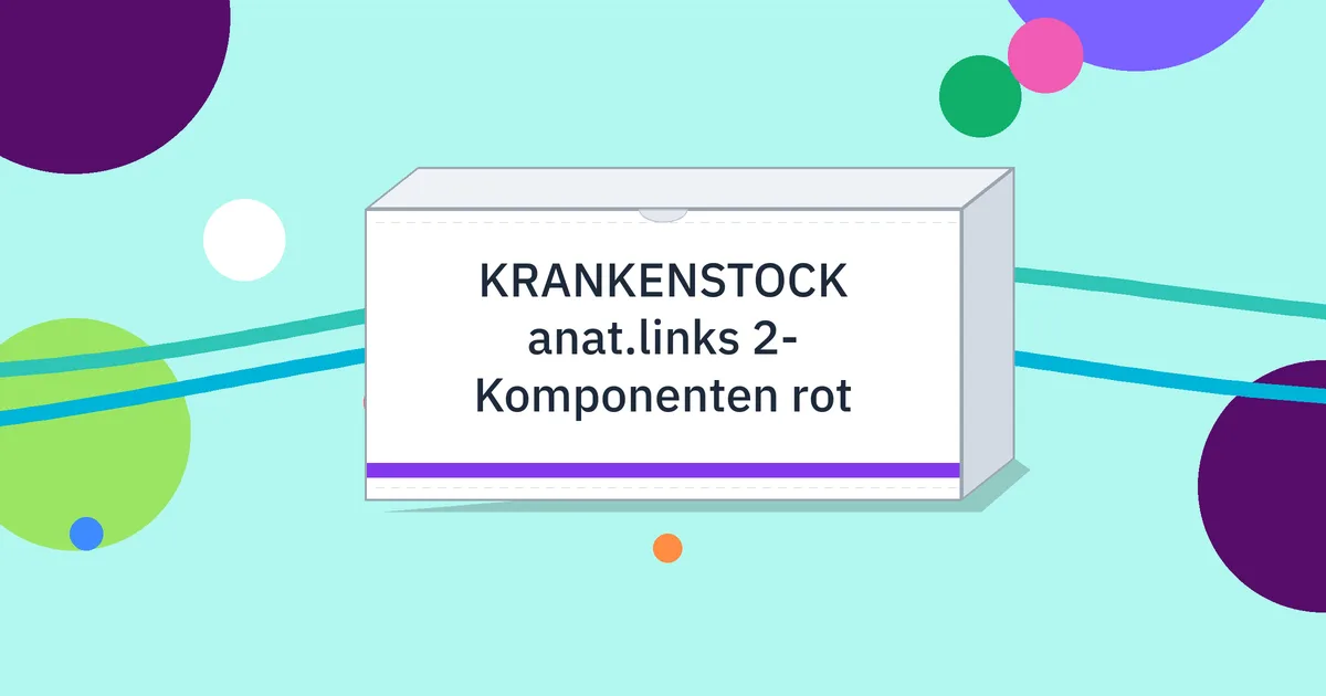 Symbolbild: Packung mit der Aufschrift KRANKENSTOCK anat.links 2-Komponenten rot (PZN 04456211) – Verfügbarkeit und Bezug in Apotheken in Frankfurt am Main