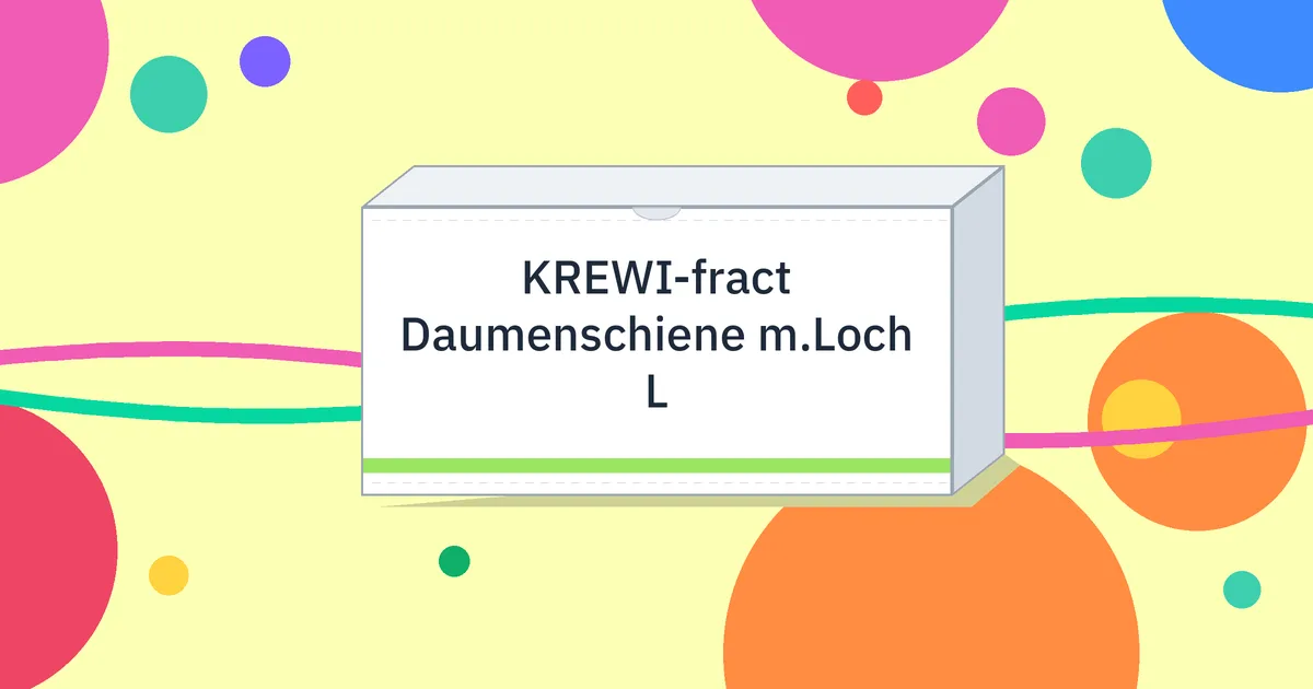 Symbolbild: Packung mit der Aufschrift KREWI-fract Daumenschiene m.Loch L (PZN 17300226) – Verfügbarkeit und Bezug in Apotheken in Frankfurt am Main