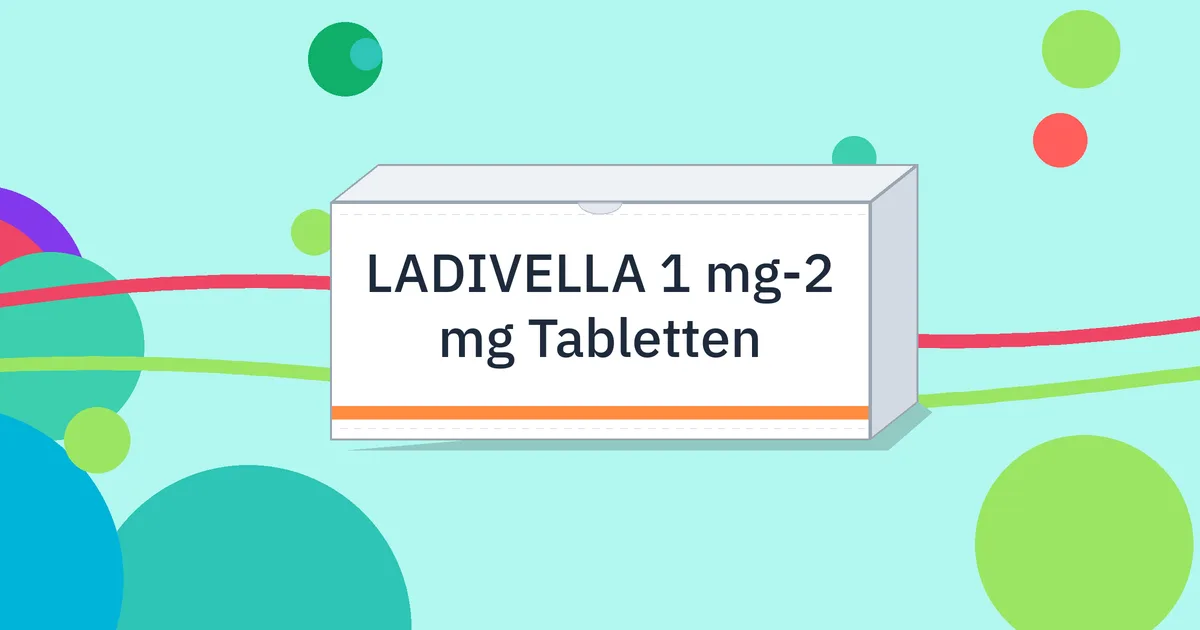 Symbolbild: Packung mit der Aufschrift LADIVELLA 1 mg-2 mg Tabletten (PZN 11128306) – Verfügbarkeit und Bezug in Apotheken in Frankfurt am Main
