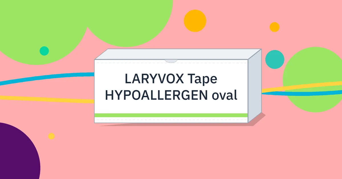 Symbolbild: Packung mit der Aufschrift LARYVOX Tape HYPOALLERGEN oval (PZN 10781317) – Verfügbarkeit und Bezug in Apotheken in Frankfurt am Main