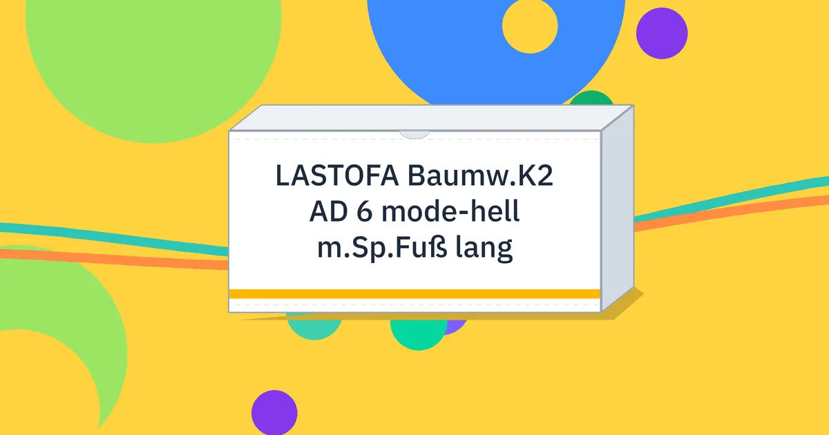 Symbolbild: Packung mit der Aufschrift LASTOFA Baumw.K2 AD 6 mode-hell m.Sp.Fuß lang (PZN 01944051) – Verfügbarkeit und Bezug in Apotheken in Frankfurt am Main