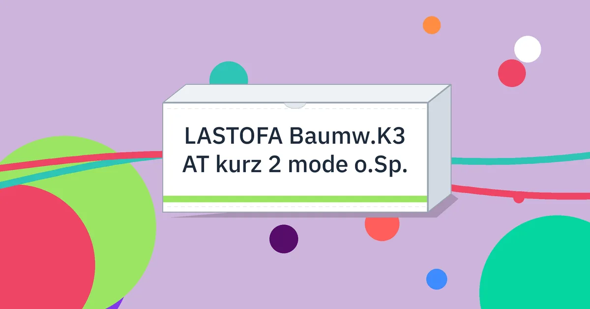 Symbolbild: Packung mit der Aufschrift LASTOFA Baumw.K3 AT kurz 2 mode o.Sp. (PZN 01959101) – Verfügbarkeit und Bezug in Apotheken in Frankfurt am Main