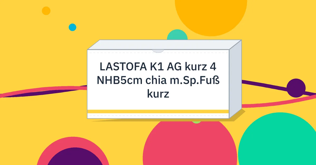 Symbolbild: Packung mit der Aufschrift LASTOFA K1 AG kurz 4 NHB5cm chia m.Sp.Fuß kurz (PZN 13791776) – Verfügbarkeit und Bezug in Apotheken in Frankfurt am Main