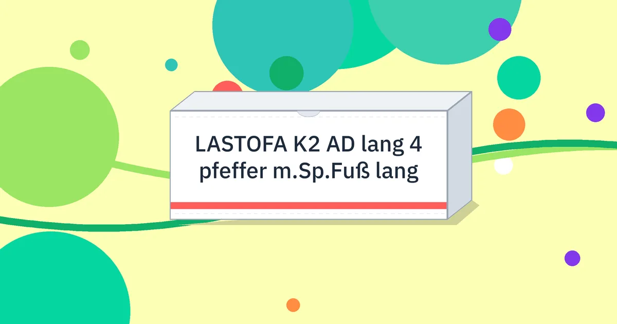 Symbolbild: Packung mit der Aufschrift LASTOFA K2 AD lang 4 pfeffer m.Sp.Fuß lang (PZN 13800771) – Verfügbarkeit und Bezug in Apotheken in Frankfurt am Main