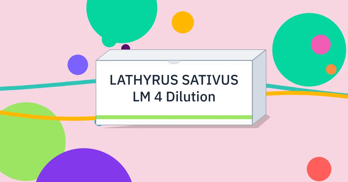 Symbolbild: Packung mit der Aufschrift LATHYRUS SATIVUS LM 4 Dilution (PZN 13523490) – Verfügbarkeit und Bezug in Apotheken in Frankfurt am Main