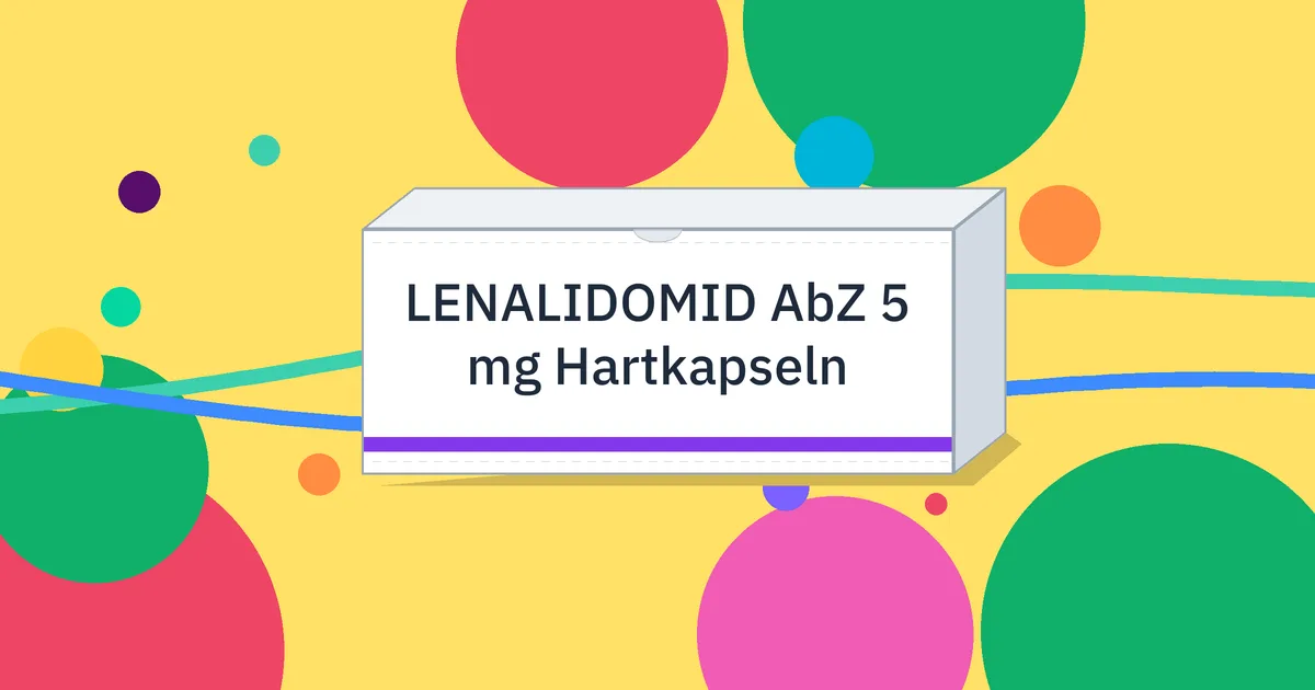 Symbolbild: Packung mit der Aufschrift LENALIDOMID AbZ 5 mg Hartkapseln (PZN 17216750) – Verfügbarkeit und Bezug in Apotheken in Frankfurt am Main
