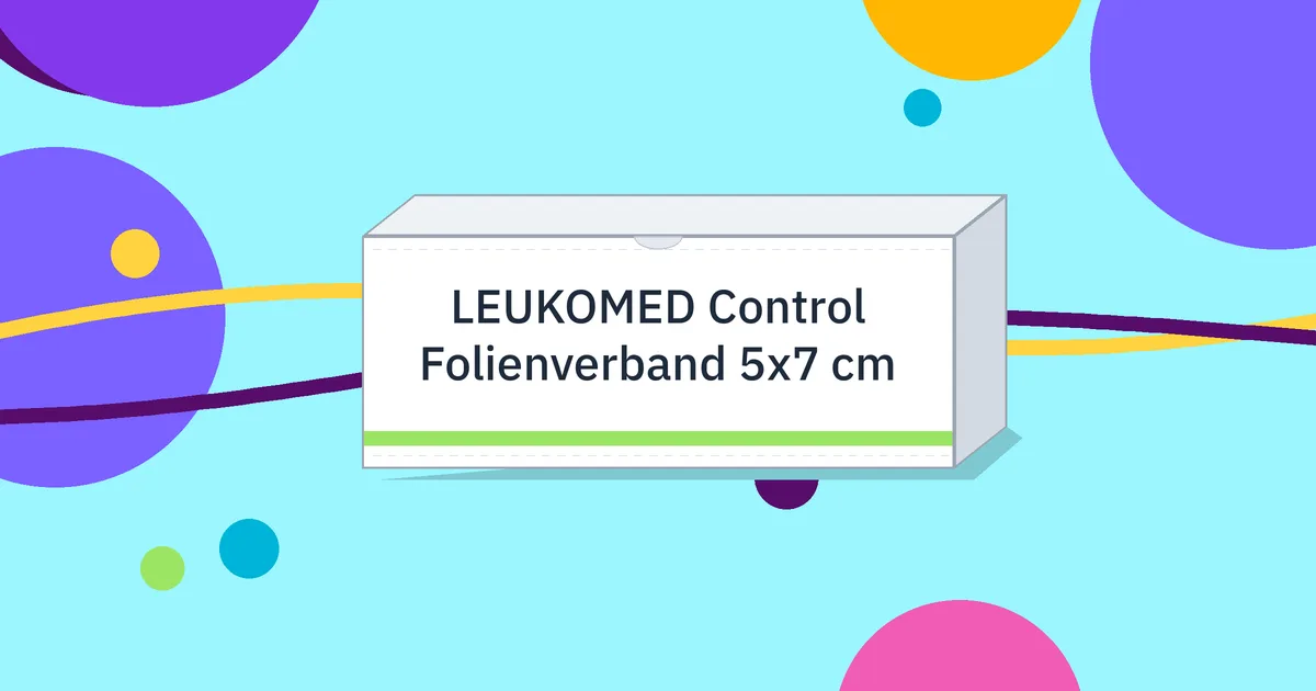 Symbolbild: Packung mit der Aufschrift LEUKOMED Control Folienverband 5x7 cm (PZN 16001970) – Verfügbarkeit und Bezug in Apotheken in Frankfurt am Main