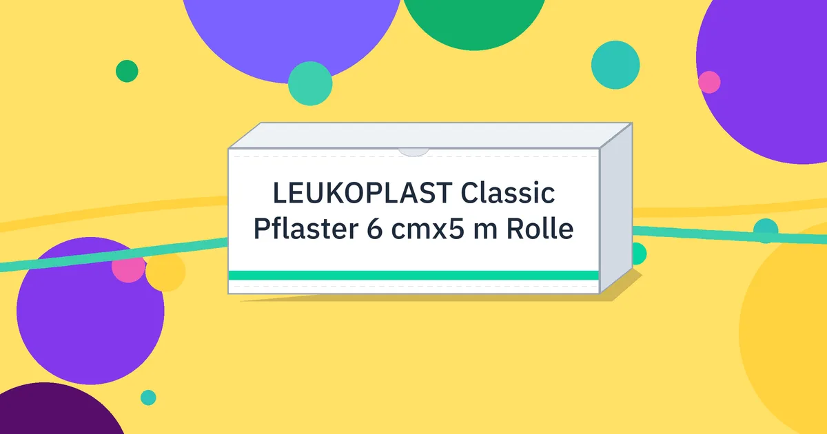 Symbolbild: Packung mit der Aufschrift LEUKOPLAST Classic Pflaster 6 cmx5 m Rolle (PZN 14061867) – Verfügbarkeit und Bezug in Apotheken in Frankfurt am Main