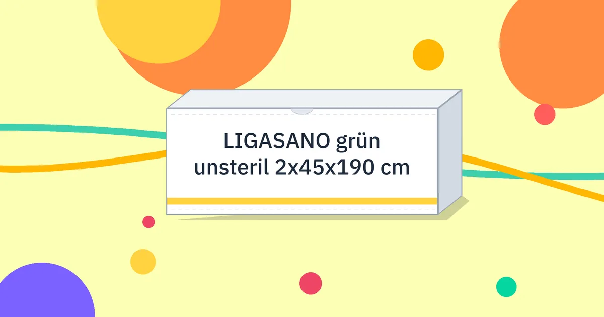 Symbolbild: Packung mit der Aufschrift LIGASANO grün unsteril 2x45x190 cm (PZN 17251798) – Verfügbarkeit und Bezug in Apotheken in Frankfurt am Main