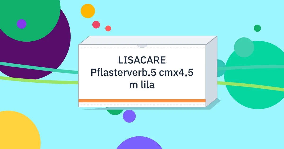 Symbolbild: Packung mit der Aufschrift LISACARE Pflasterverb.5 cmx4,5 m lila (PZN 17892043) – Verfügbarkeit und Bezug in Apotheken in Frankfurt am Main