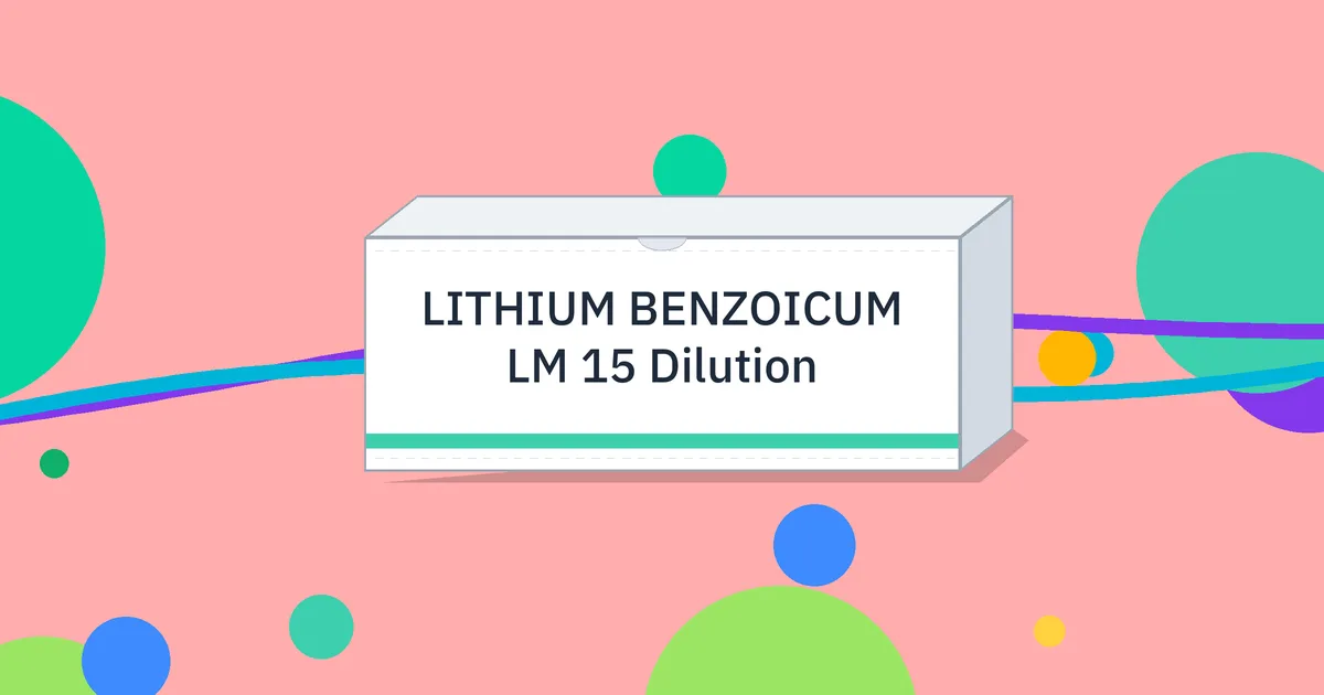 Symbolbild: Packung mit der Aufschrift LITHIUM BENZOICUM LM 15 Dilution (PZN 13531555) – Verfügbarkeit und Bezug in Apotheken in Frankfurt am Main