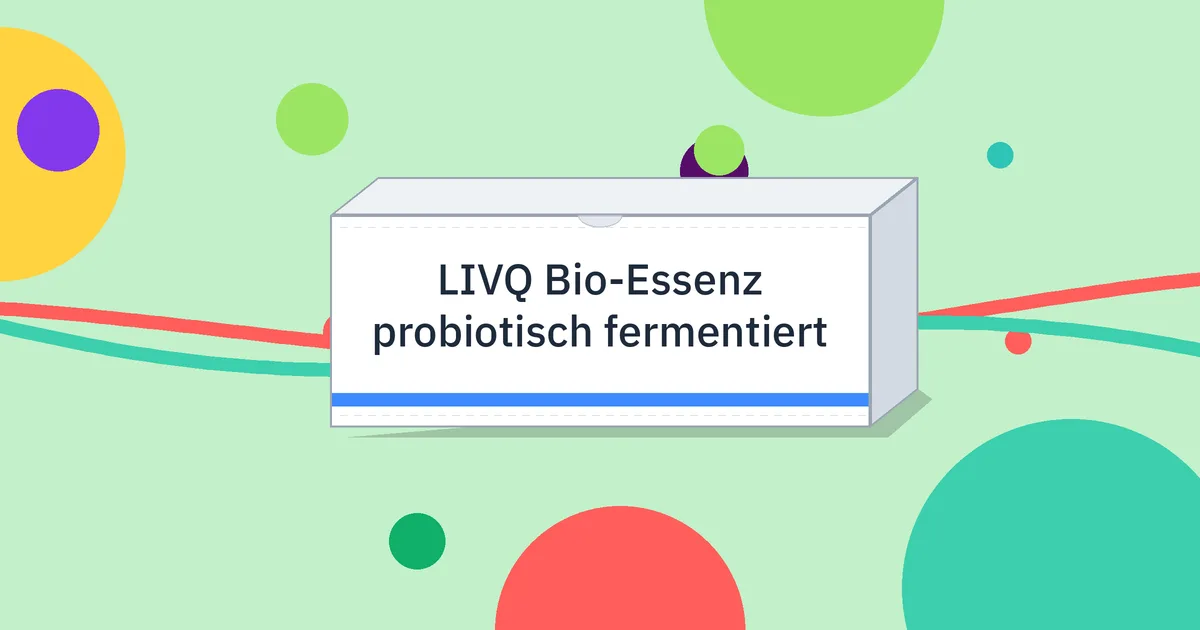Symbolbild: Packung mit der Aufschrift LIVQ Bio-Essenz probiotisch fermentiert (PZN 12459287) – Verfügbarkeit und Bezug in Apotheken in Frankfurt am Main