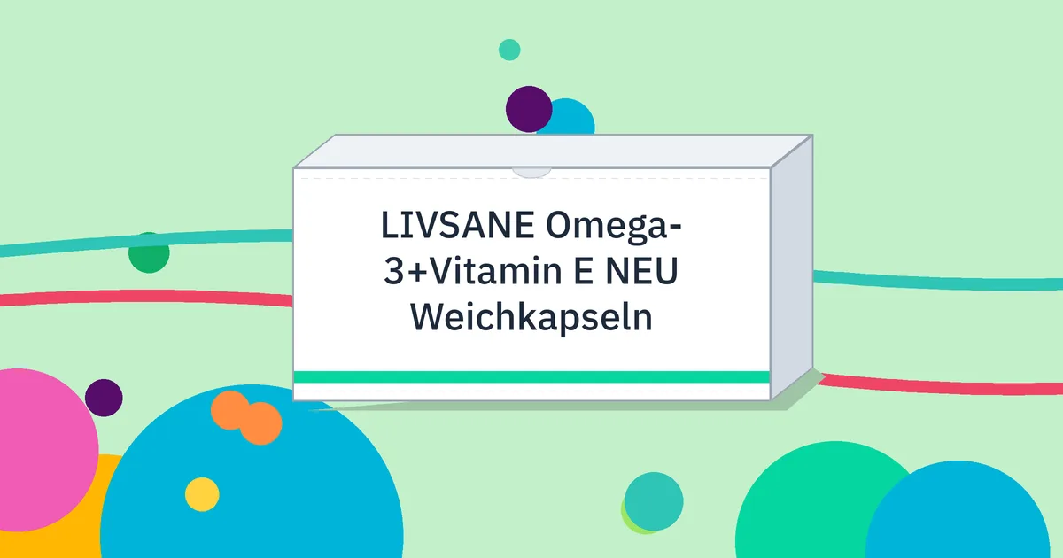 Symbolbild: Packung mit der Aufschrift LIVSANE Omega-3+Vitamin E NEU Weichkapseln (PZN 16325891) – Verfügbarkeit und Bezug in Apotheken in Frankfurt am Main