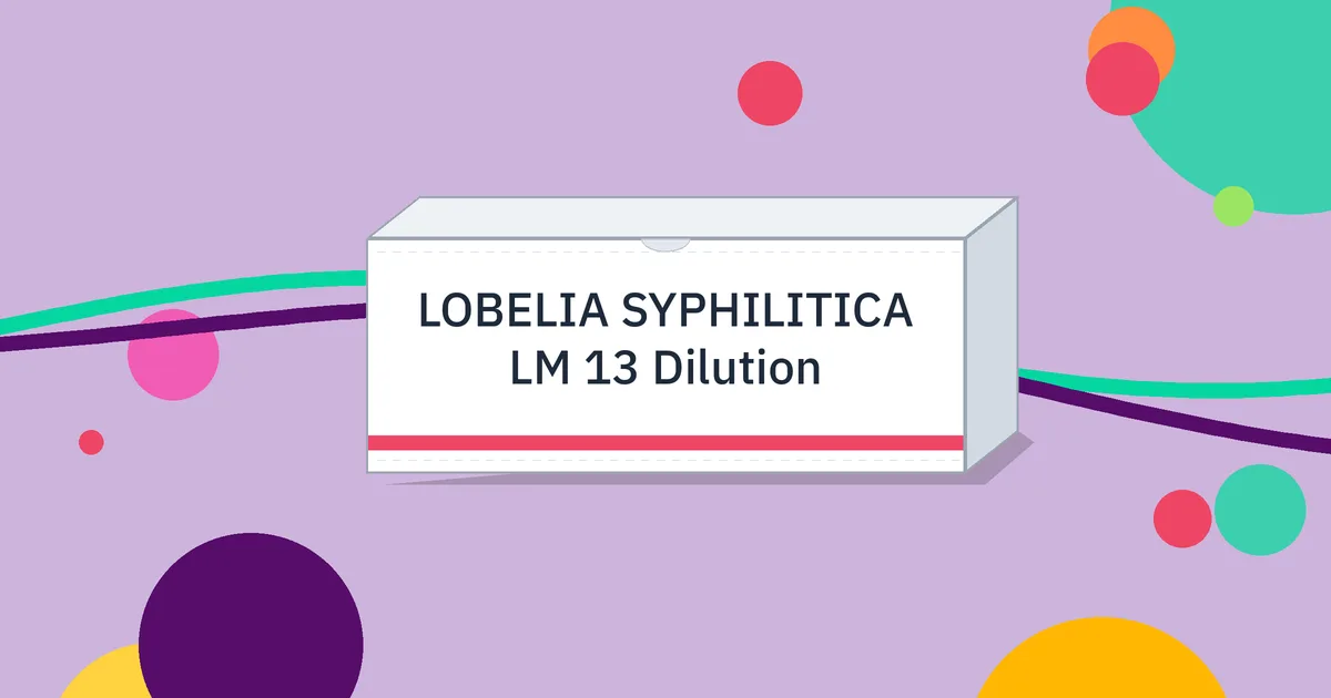 Symbolbild: Packung mit der Aufschrift LOBELIA SYPHILITICA LM 13 Dilution (PZN 13534795) – Verfügbarkeit und Bezug in Apotheken in Frankfurt am Main