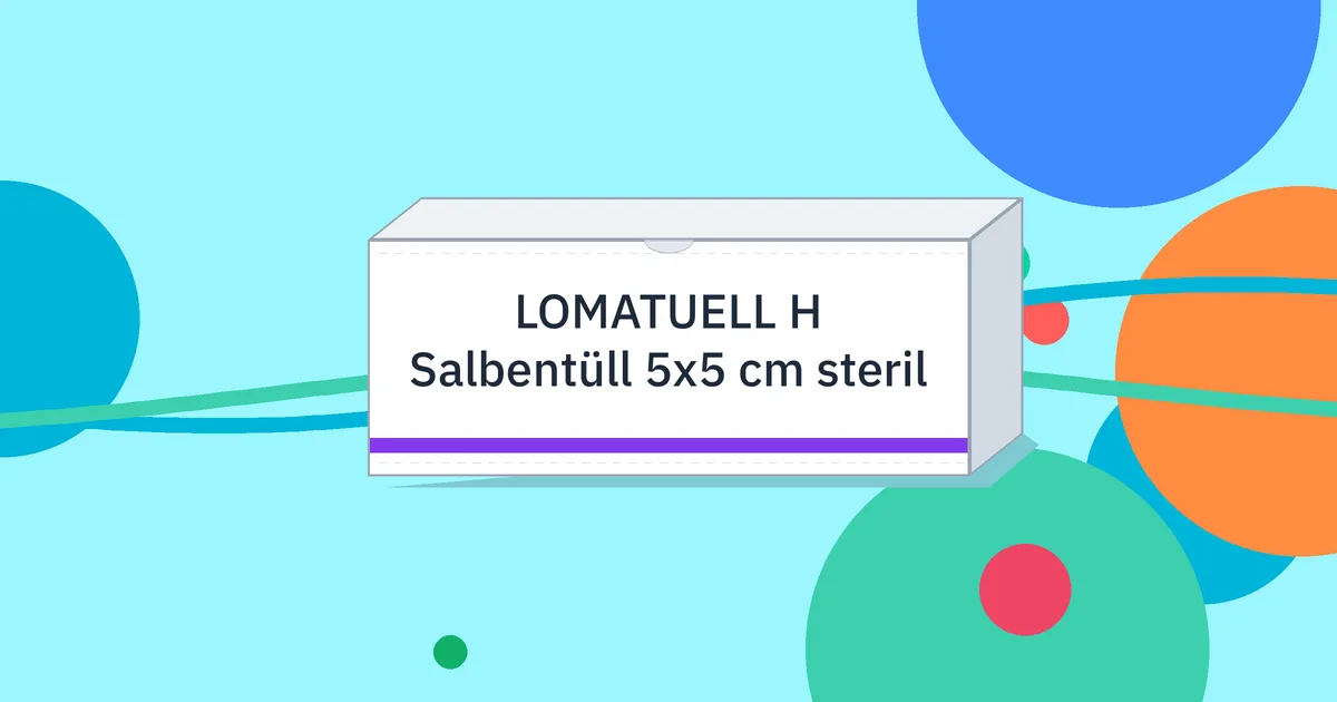 Symbolbild: Packung mit der Aufschrift LOMATUELL H Salbentüll 5x5 cm steril (PZN 08534913) – Verfügbarkeit und Bezug in Apotheken in Frankfurt am Main