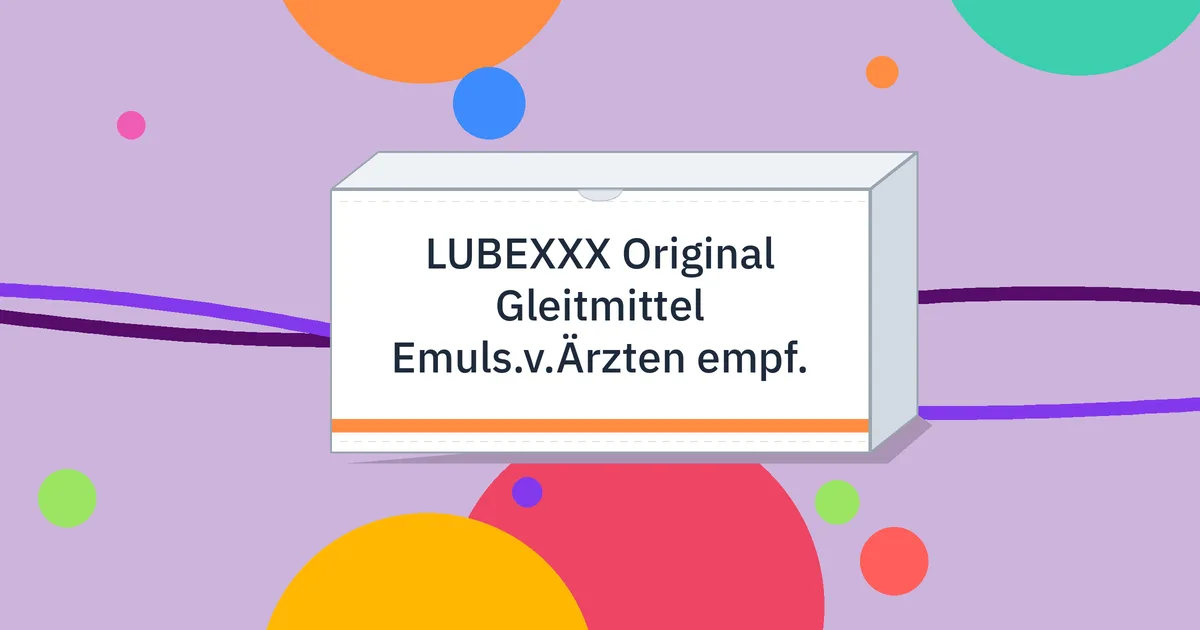 Symbolbild: Packung mit der Aufschrift LUBEXXX Original Gleitmittel Emuls.v.Ärzten empf. (PZN 19223607) – Verfügbarkeit und Bezug in Apotheken in Frankfurt am Main
