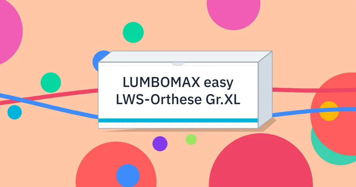 Symbolbild: Packung mit der Aufschrift LUMBOMAX easy LWS-Orthese Gr.XL (PZN 11097729) – Verfügbarkeit und Bezug in Apotheken in Frankfurt am Main