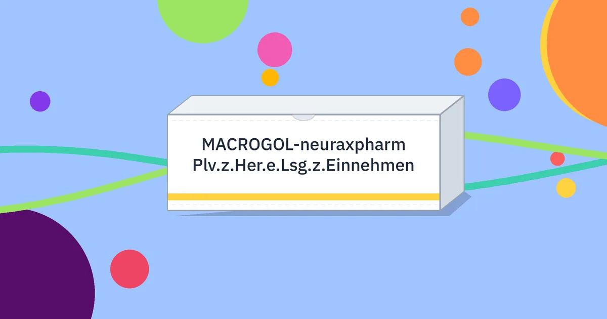 Symbolbild: Packung mit der Aufschrift MACROGOL-neuraxpharm Plv.z.Her.e.Lsg.z.Einnehmen (PZN 13703269) – Verfügbarkeit und Bezug in Apotheken in Frankfurt am Main