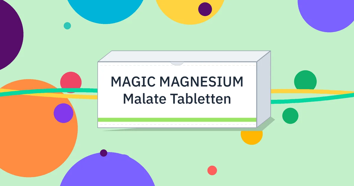 Symbolbild: Packung mit der Aufschrift MAGIC MAGNESIUM Malate Tabletten (PZN 17506092) – Verfügbarkeit und Bezug in Apotheken in Frankfurt am Main