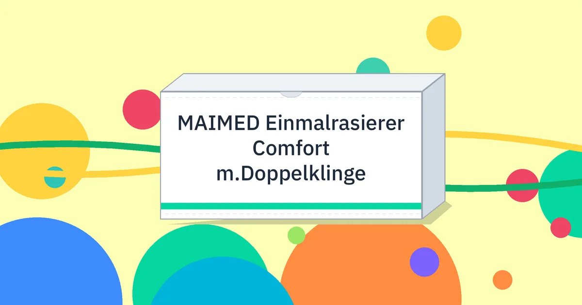 Symbolbild: Packung mit der Aufschrift MAIMED Einmalrasierer Comfort m.Doppelklinge (PZN 09246576) – Verfügbarkeit und Bezug in Apotheken in Frankfurt am Main