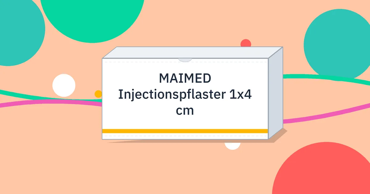 Symbolbild: Packung mit der Aufschrift MAIMED Injectionspflaster 1x4 cm (PZN 00823492) – Verfügbarkeit und Bezug in Apotheken in Frankfurt am Main