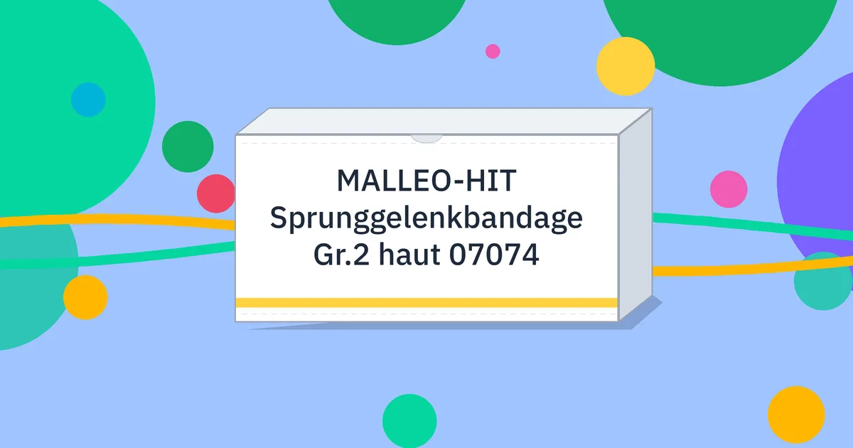 Symbolbild: Packung mit der Aufschrift MALLEO-HIT Sprunggelenkbandage Gr.2 haut 07074 (PZN 00764045) – Verfügbarkeit und Bezug in Apotheken in Frankfurt am Main
