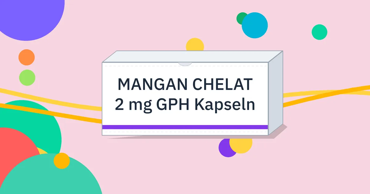 Symbolbild: Packung mit der Aufschrift MANGAN CHELAT 2 mg GPH Kapseln (PZN 10014948) – Verfügbarkeit und Bezug in Apotheken in Frankfurt am Main