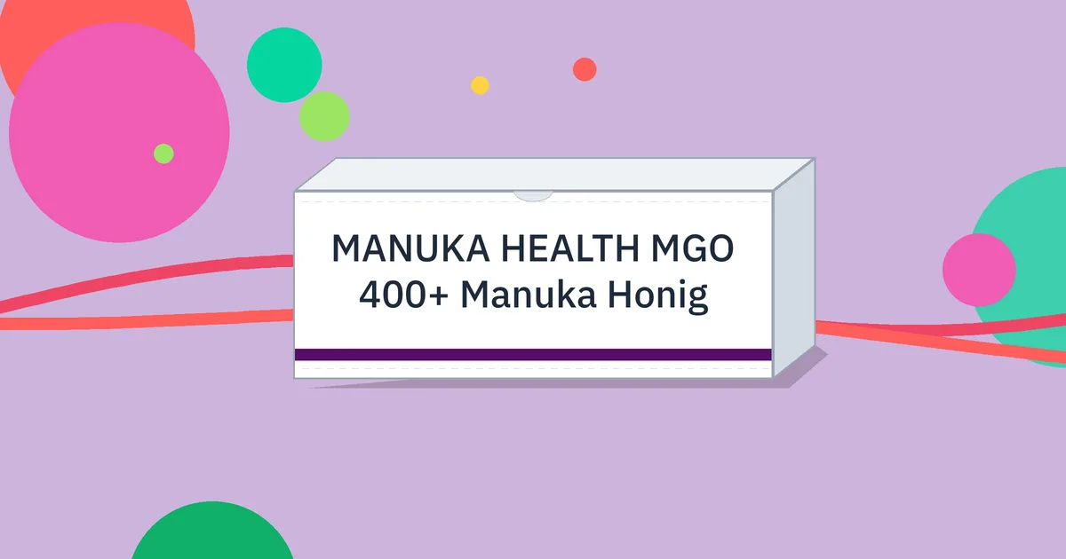 Symbolbild: Packung mit der Aufschrift MANUKA HEALTH MGO 400+ Manuka Honig (PZN 15874868) – Verfügbarkeit und Bezug in Apotheken in Frankfurt am Main