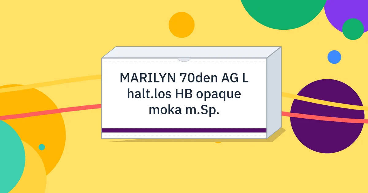 Symbolbild: Packung mit der Aufschrift MARILYN 70den AG L halt.los HB opaque moka m.Sp. (PZN 16186219) – Verfügbarkeit und Bezug in Apotheken in Frankfurt am Main