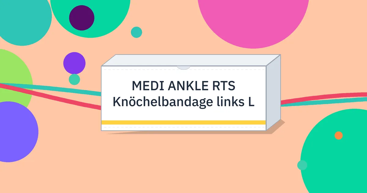Symbolbild: Packung mit der Aufschrift MEDI ANKLE RTS Knöchelbandage links L (PZN 19891562) – Verfügbarkeit und Bezug in Apotheken in Frankfurt am Main
