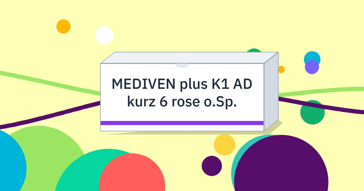 Symbolbild: Packung mit der Aufschrift MEDIVEN plus K1 AD kurz 6 rose o.Sp. (PZN 15044138) – Verfügbarkeit und Bezug in Apotheken in Frankfurt am Main